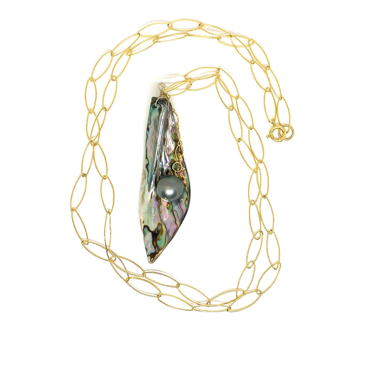 Tahitian Pearl & Abalone Shell Necklace by Eve Black Jewelry Hawaii